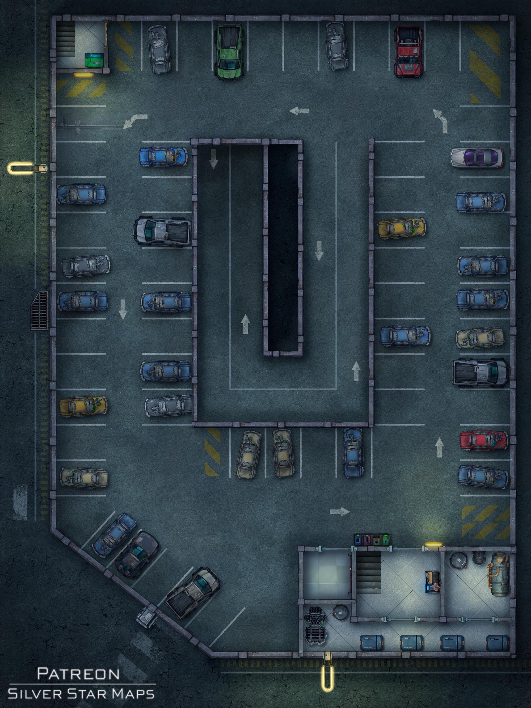 Modern Parking Lot Battlemap, Dnd Map, Modern Maps, Sci Fi Battlemap ...