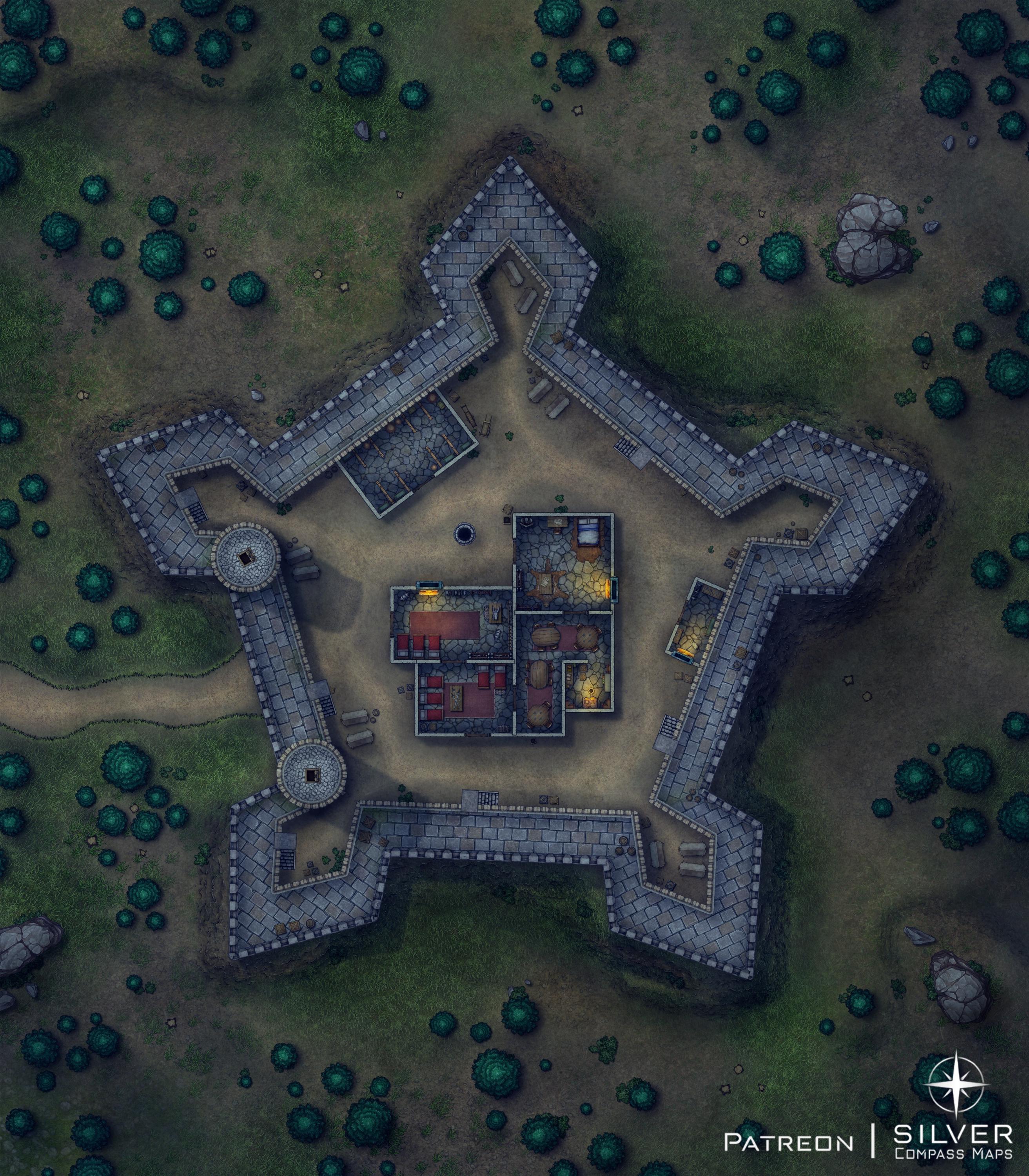 Star Fort Battlemap, Dnd Map, Castle, D&D, Tower, Battle Map, Gridded ...