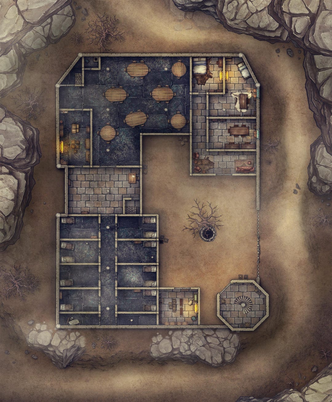 Jail Battlemap, Dnd Map, D&D, Asylum, Prison, Dungeons and Dragons, 5e ...