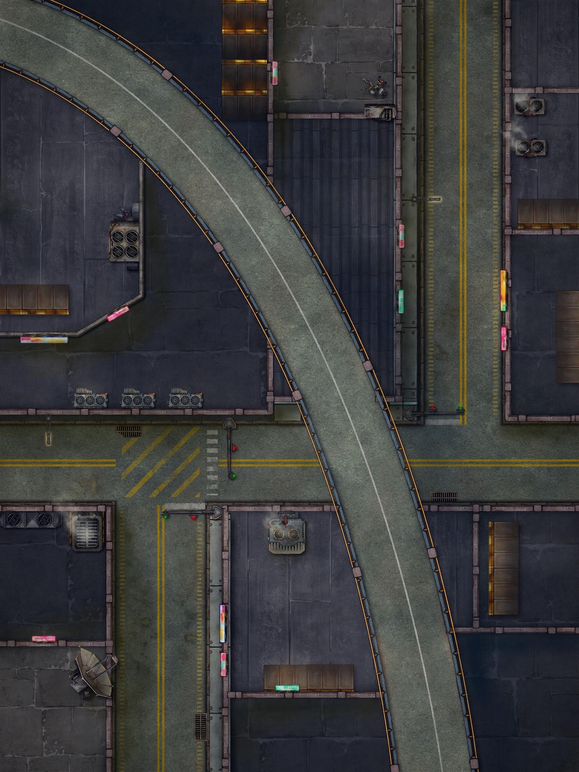 Modern City Battlemap, City Streets, Dnd Map, TTRPG Map, Cyberpunk, D&D ...