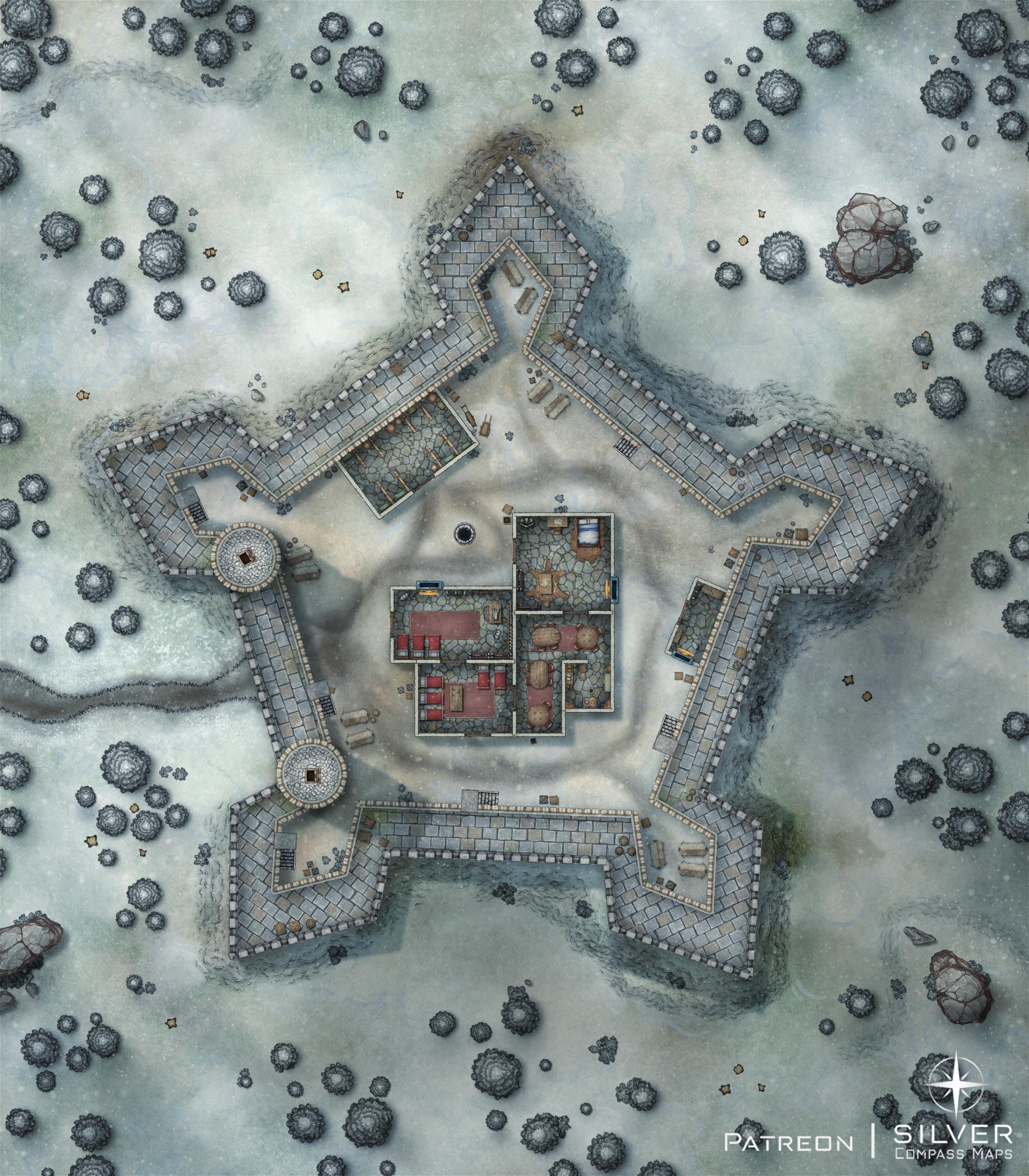 Star Fort Battlemap, Dnd Map, Castle, D&D, Tower, Battle Map, Gridded ...