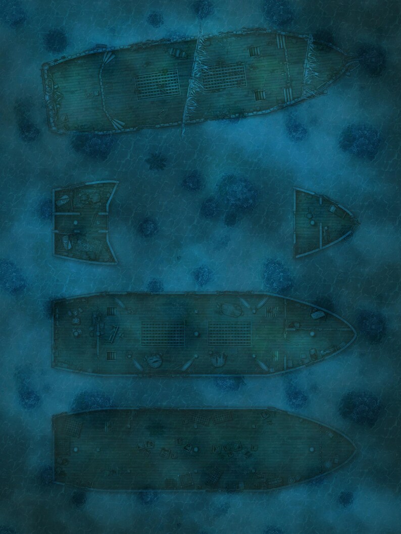 Shipwreck Battlemap, Dnd Map, Ship, Ruins, D&D, Battle Map, Dungeons ...