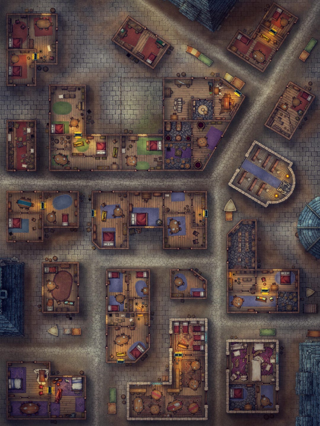 City Battlemap, Dnd Map, City Streets, Town, D&D, Urban, Battlemap, RPG ...