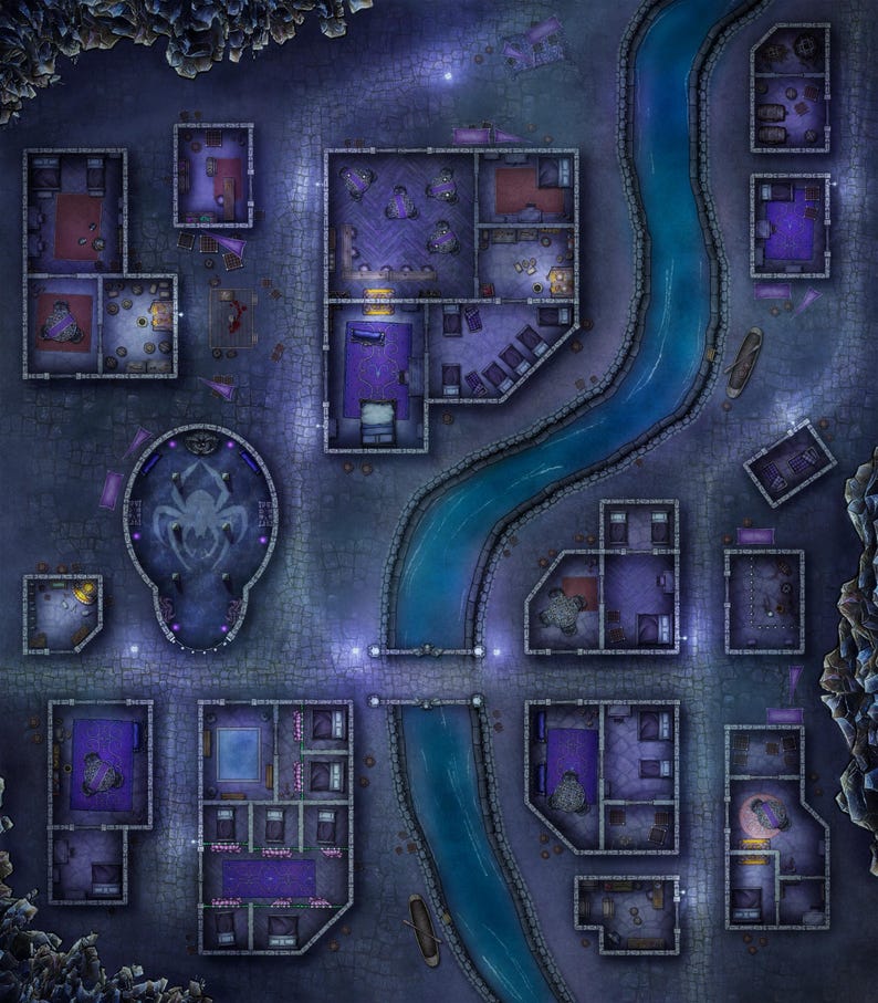 Underdark City Battlemap, Dnd Map, Town, City Streets, D&D, Battle Map ...