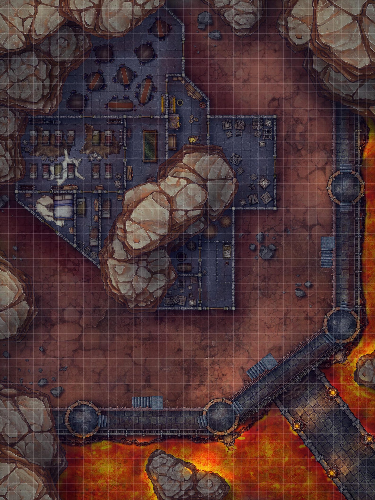 Demonic Fort Battlemap, Dnd Map, Hell, D&D, Battlemap, Castle, Grid Map ...