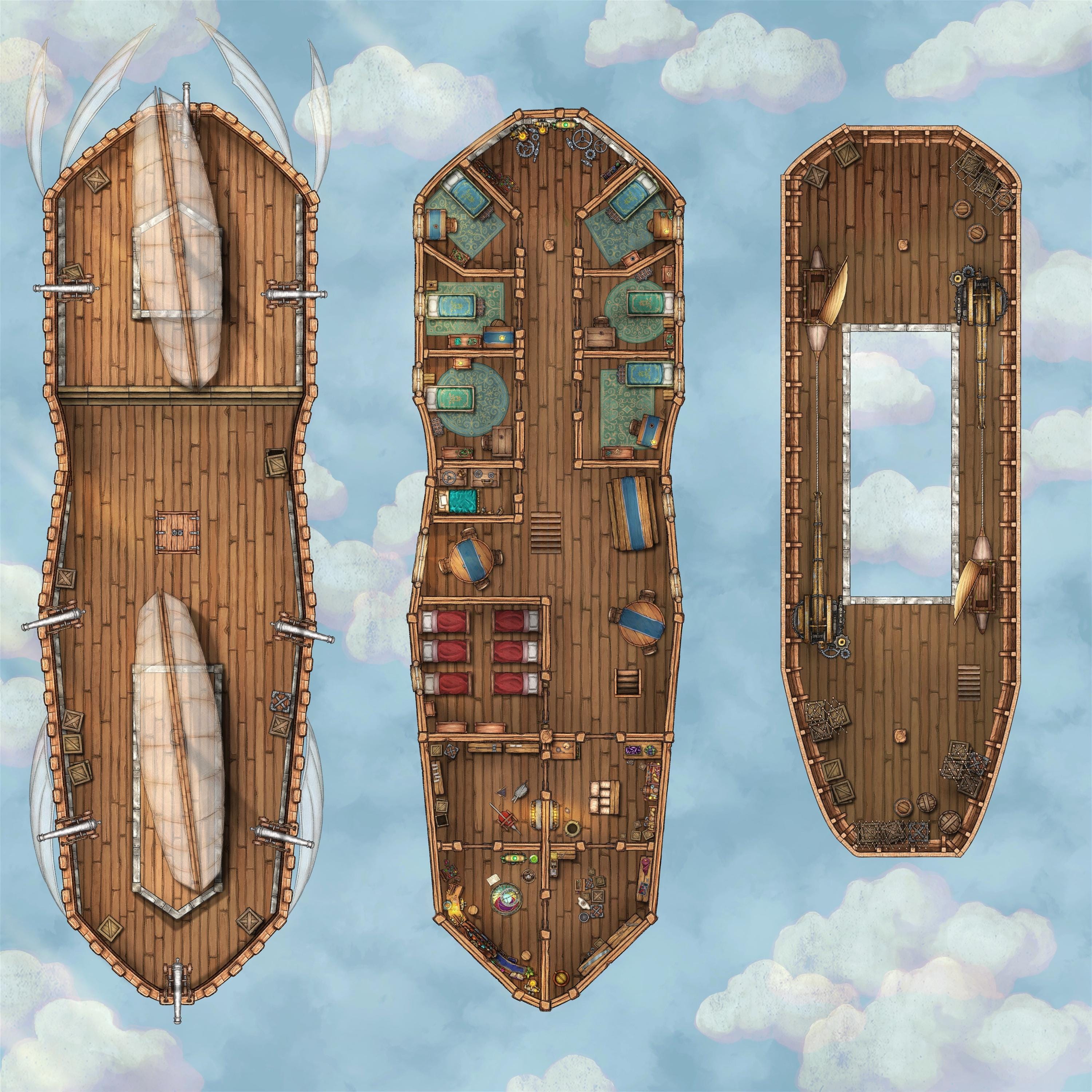 Airship Battlemap, Dnd Map, Ship, Spelljammer Ship, D&D, Battle Map ...