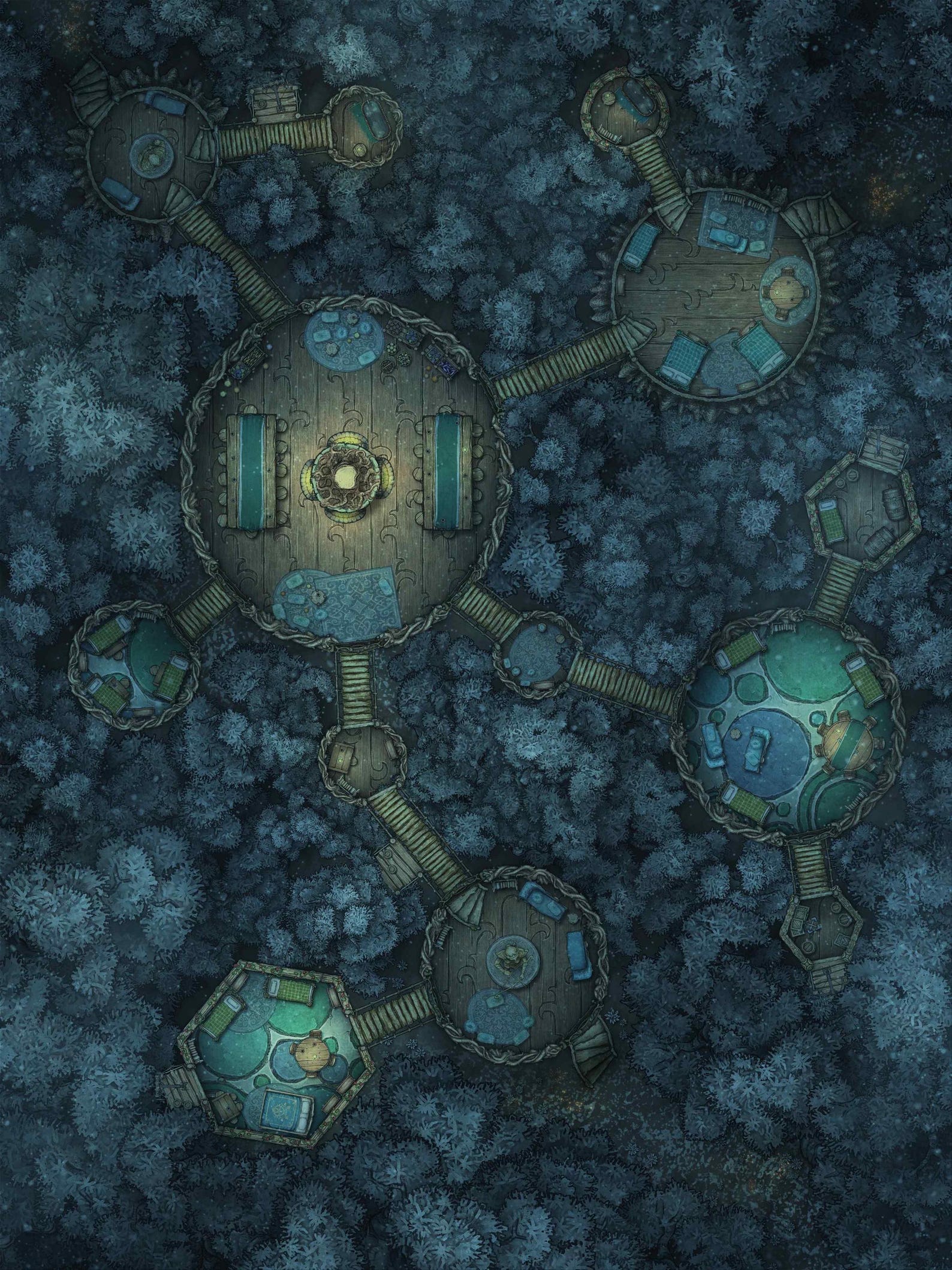 Tree House Battlemap, Dnd Map, Town, Elven, D&D, Village, Fey, RPG Map ...