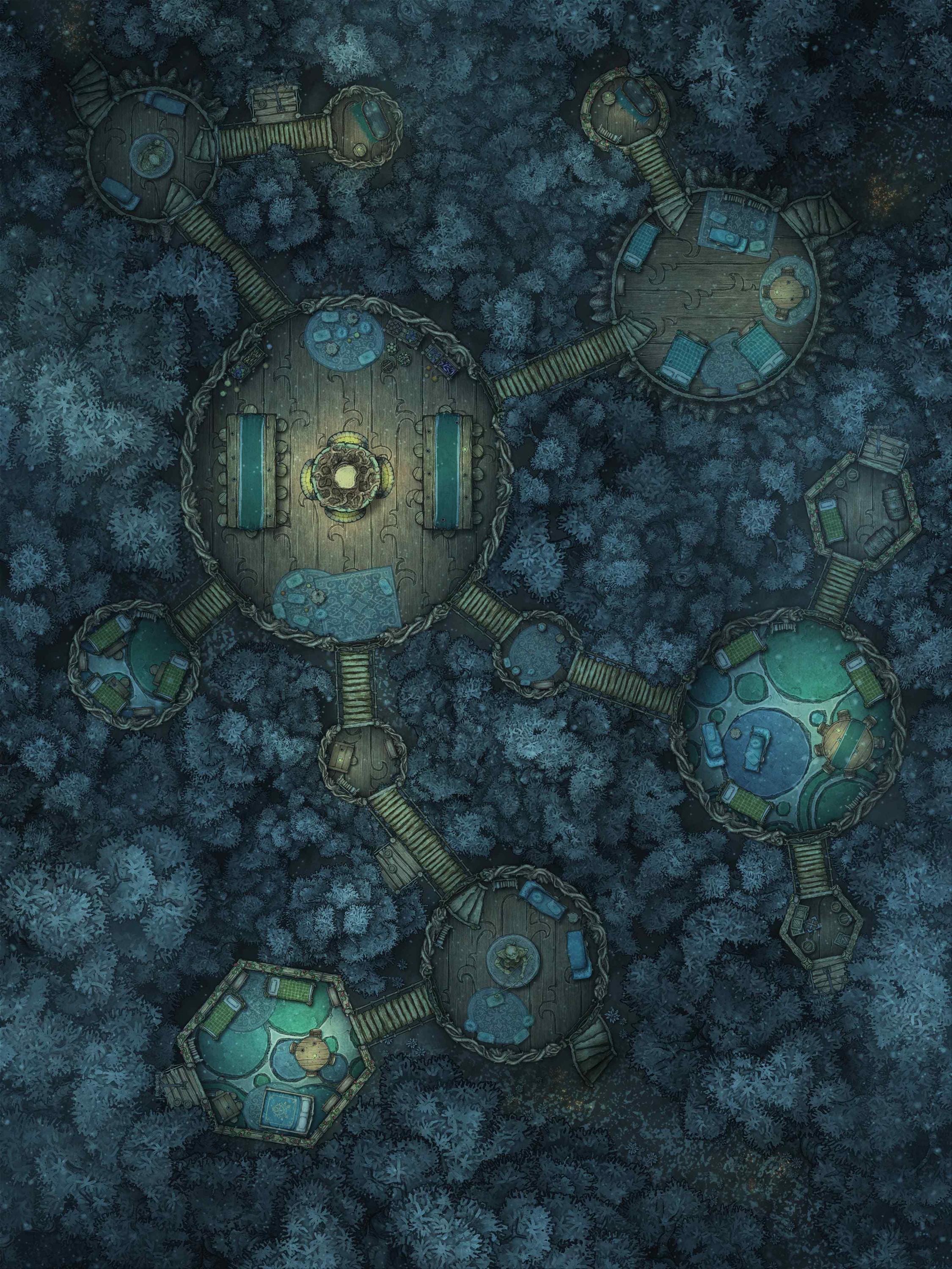 Tree House Battlemap, Dnd Map, Town, Elven, D&D, Village, Fey, RPG Map ...