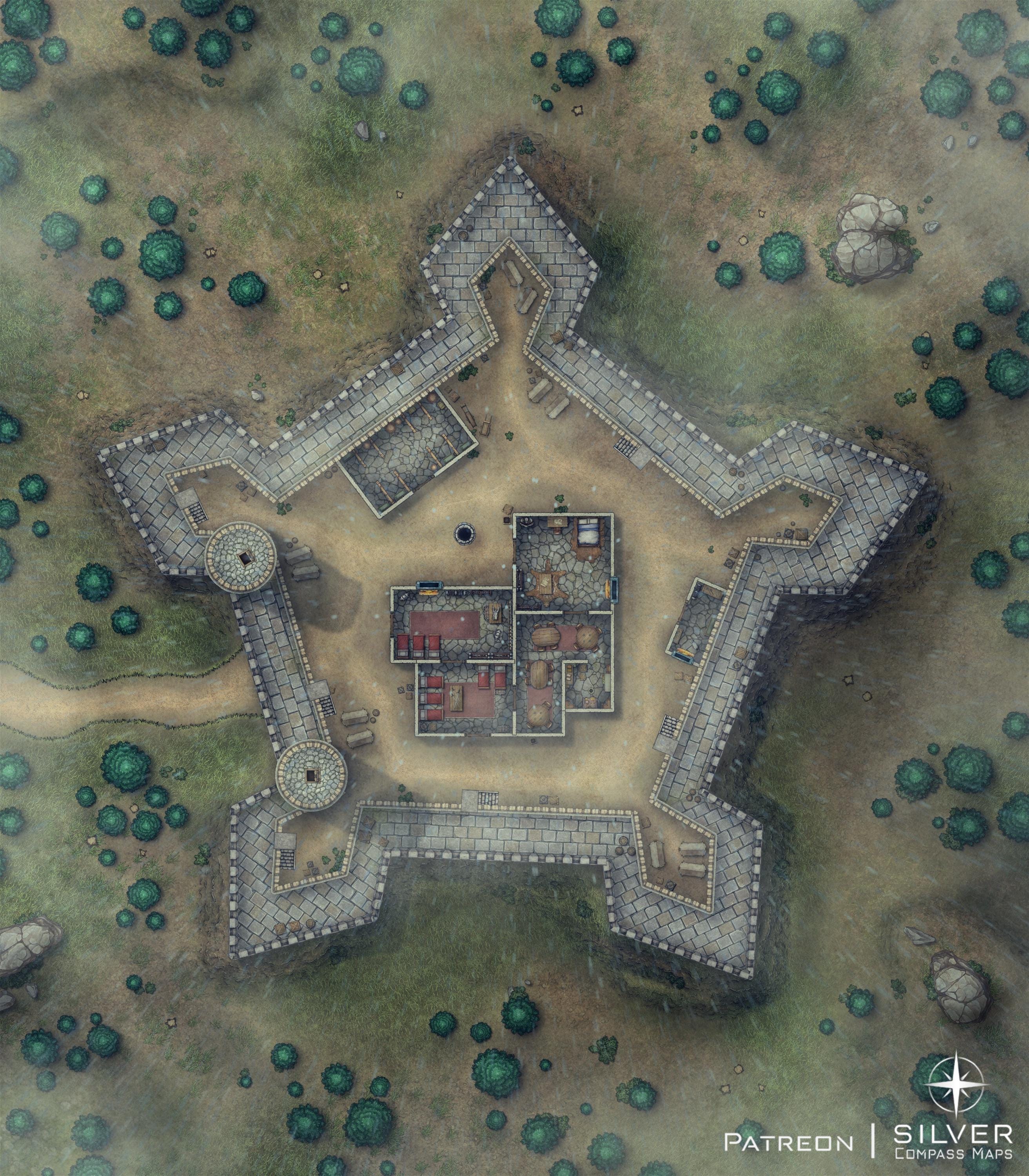 Star Fort Battlemap, Dnd Map, Castle, D&D, Tower, Battle Map, Gridded ...