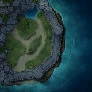 Fort Battlemap, Dnd Map, Castle Map, Island, D&D, Coastal, Pirate, RPG ...