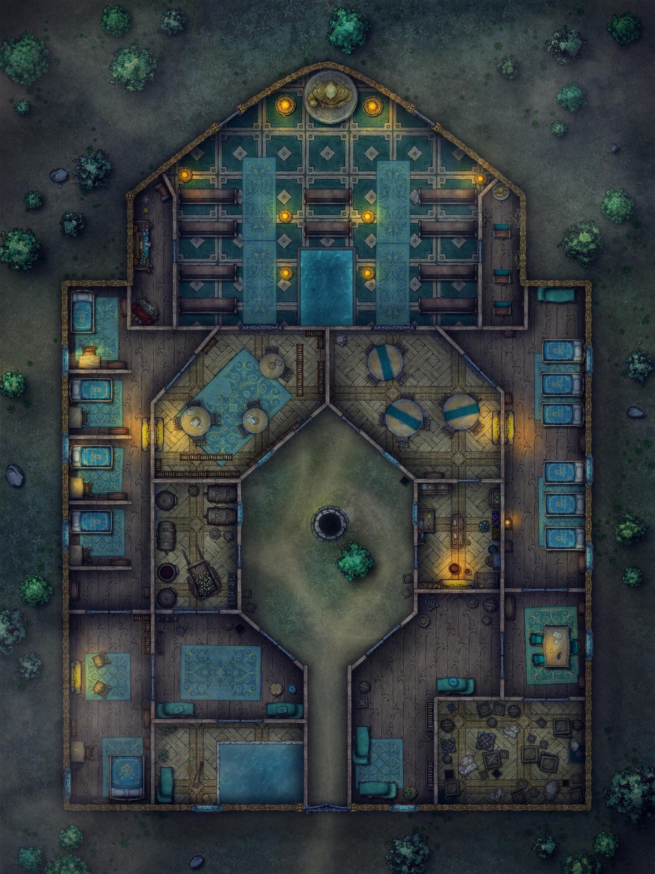 Monastery Battlemap, Dnd Map, Church, Shrine, D&D, Battle Map, Temple ...