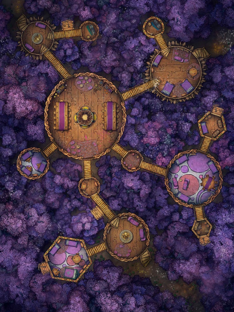 Tree House Battlemap, Dnd Map, Town, Elven, D&D, Village, Fey, RPG Map ...