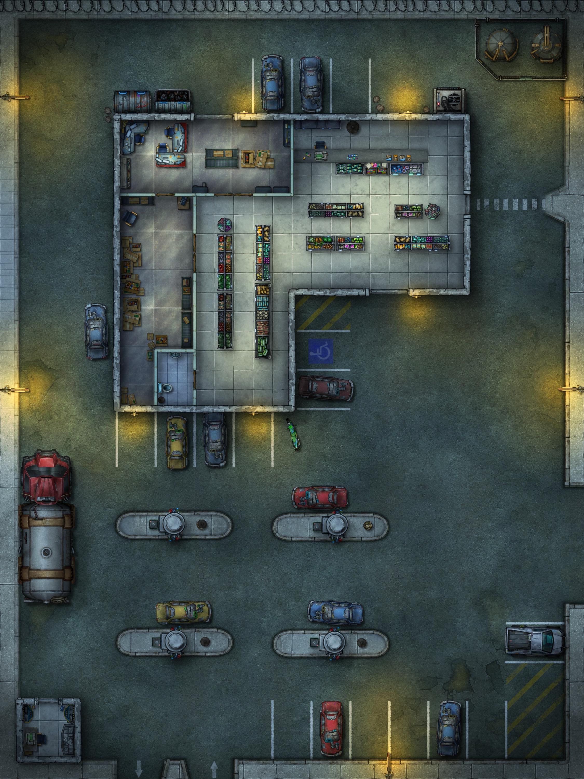 Modern Gas Station, Battlemap, Dnd Map, City, Modern Map, Sci Fi ...