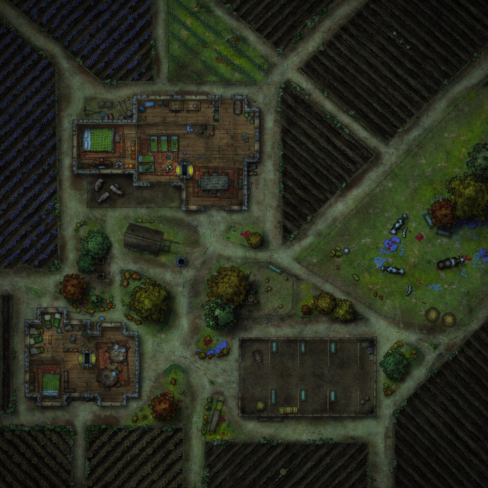 Farm Battlemap, Dnd Map, Village, Ruined, Town, D&D, Battle Map ...