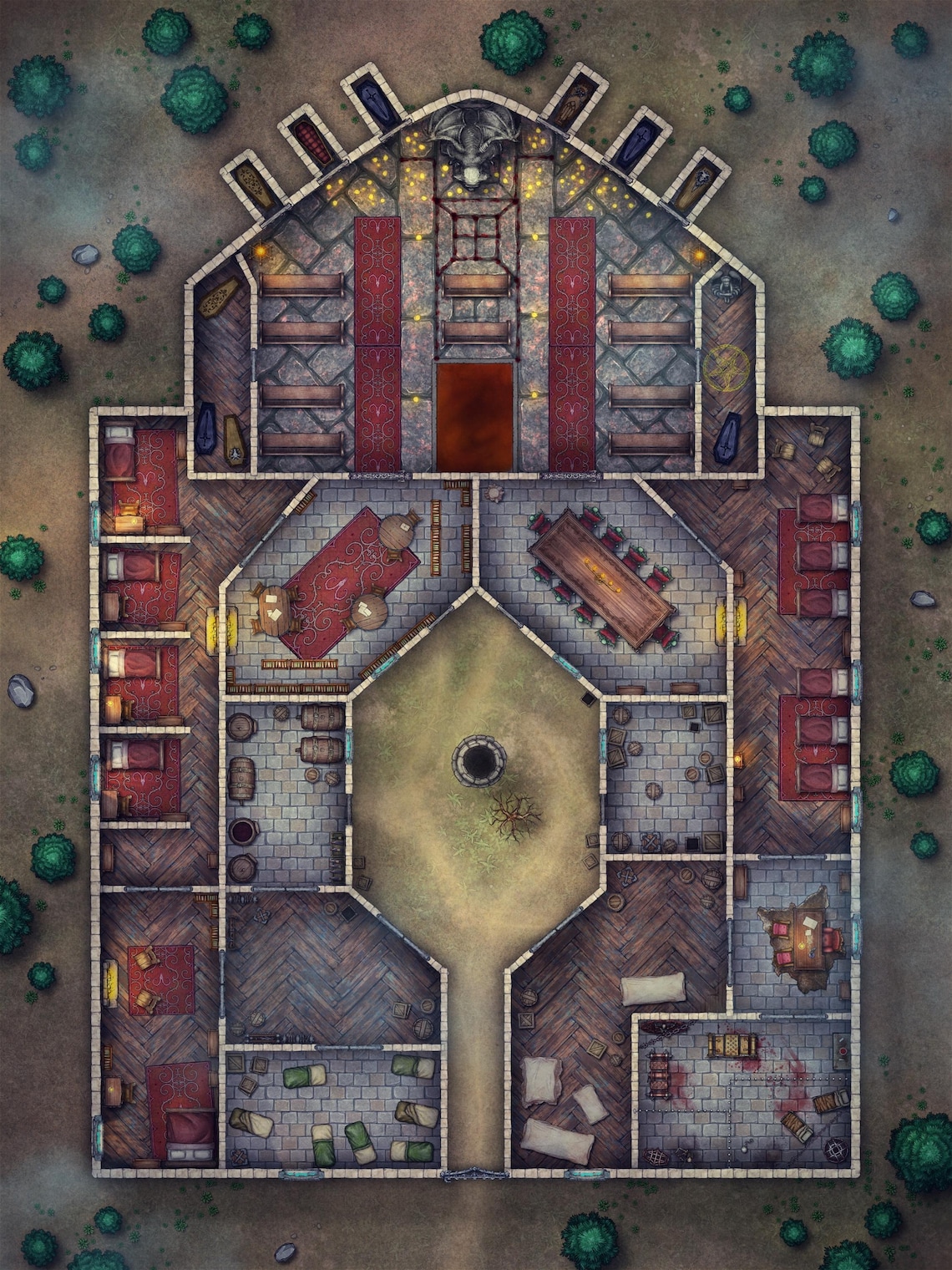 Monastery Battlemap, Dnd Map, Church, Shrine, D&D, Battle Map, Temple ...