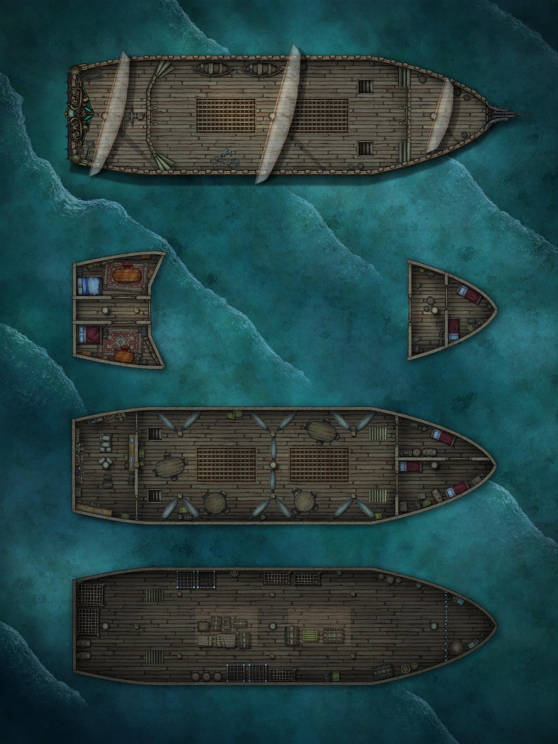 Shipwreck Battlemap, Dnd Map, Ship, Ruins, D&D, Battle Map, Dungeons ...