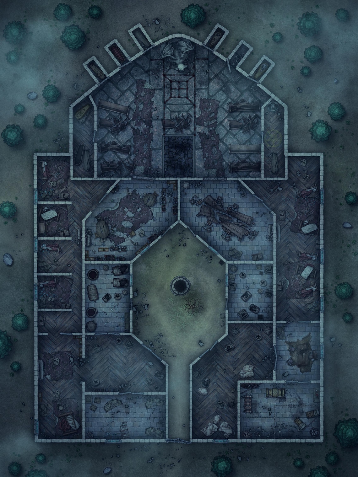 Monastery Battlemap, Dnd Map, Church, Shrine, D&D, Battle Map, Temple ...