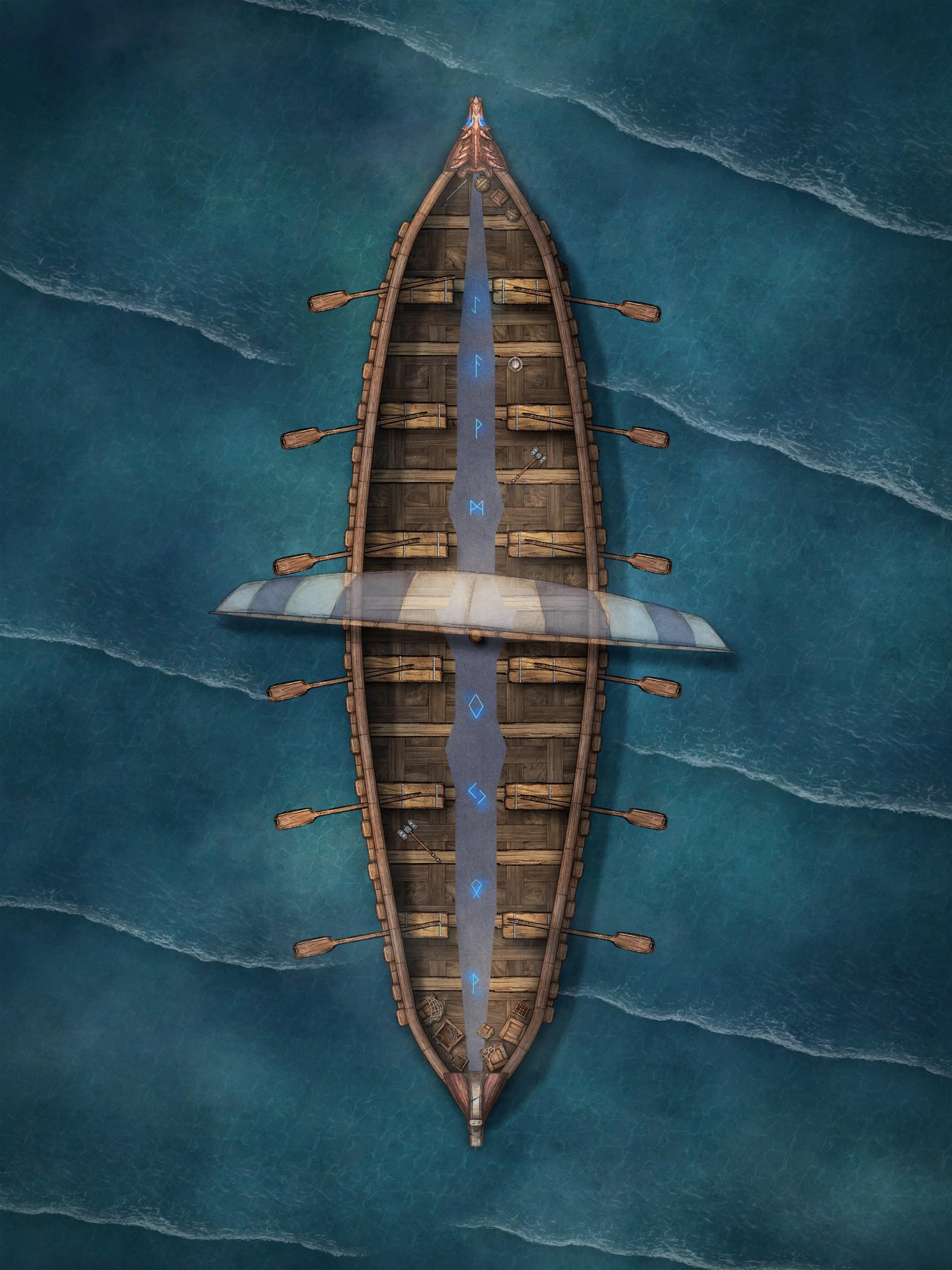 Viking Ship Battlemap, Dnd Map, Longship, Pirate Ship, D&D, Battle Map ...