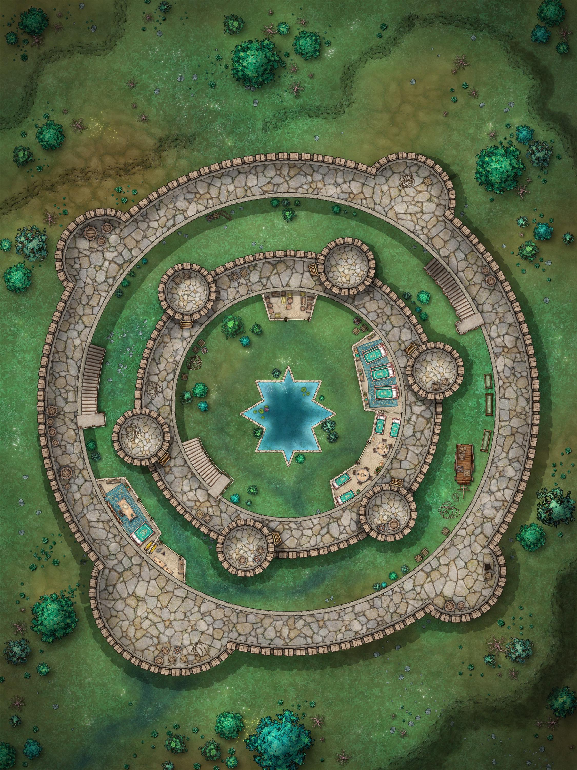 Elven Castle, Fort, Dnd Maps, Battlemap, D&D, Pathfinder, Town Map ...