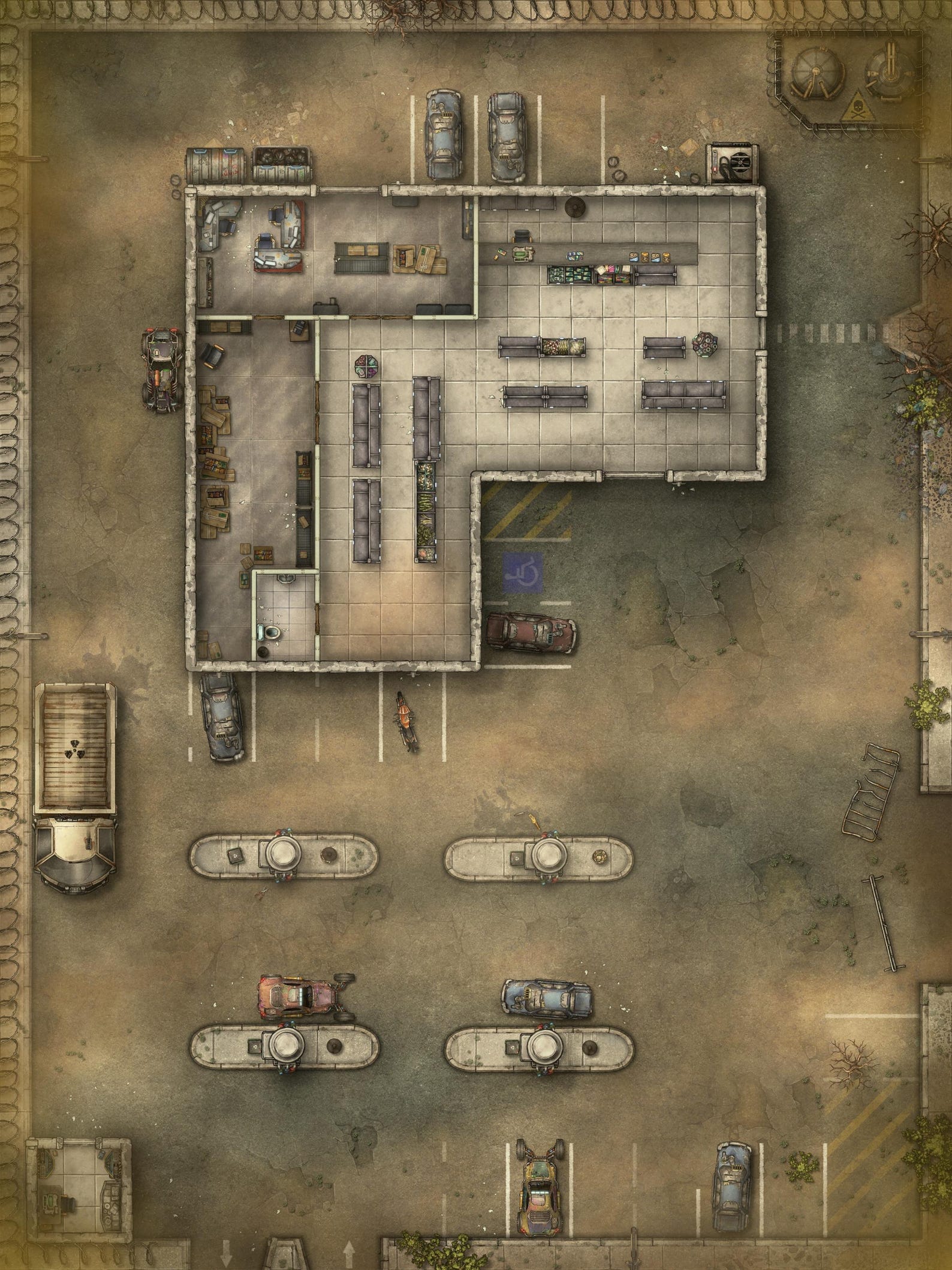Modern Gas Station, Battlemap, Dnd Map, City, Modern Map, Sci Fi ...
