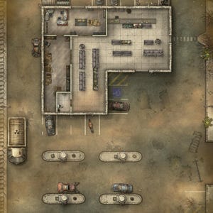 Modern Gas Station, Battlemap, Dnd Map, City, Modern Map, Sci Fi ...