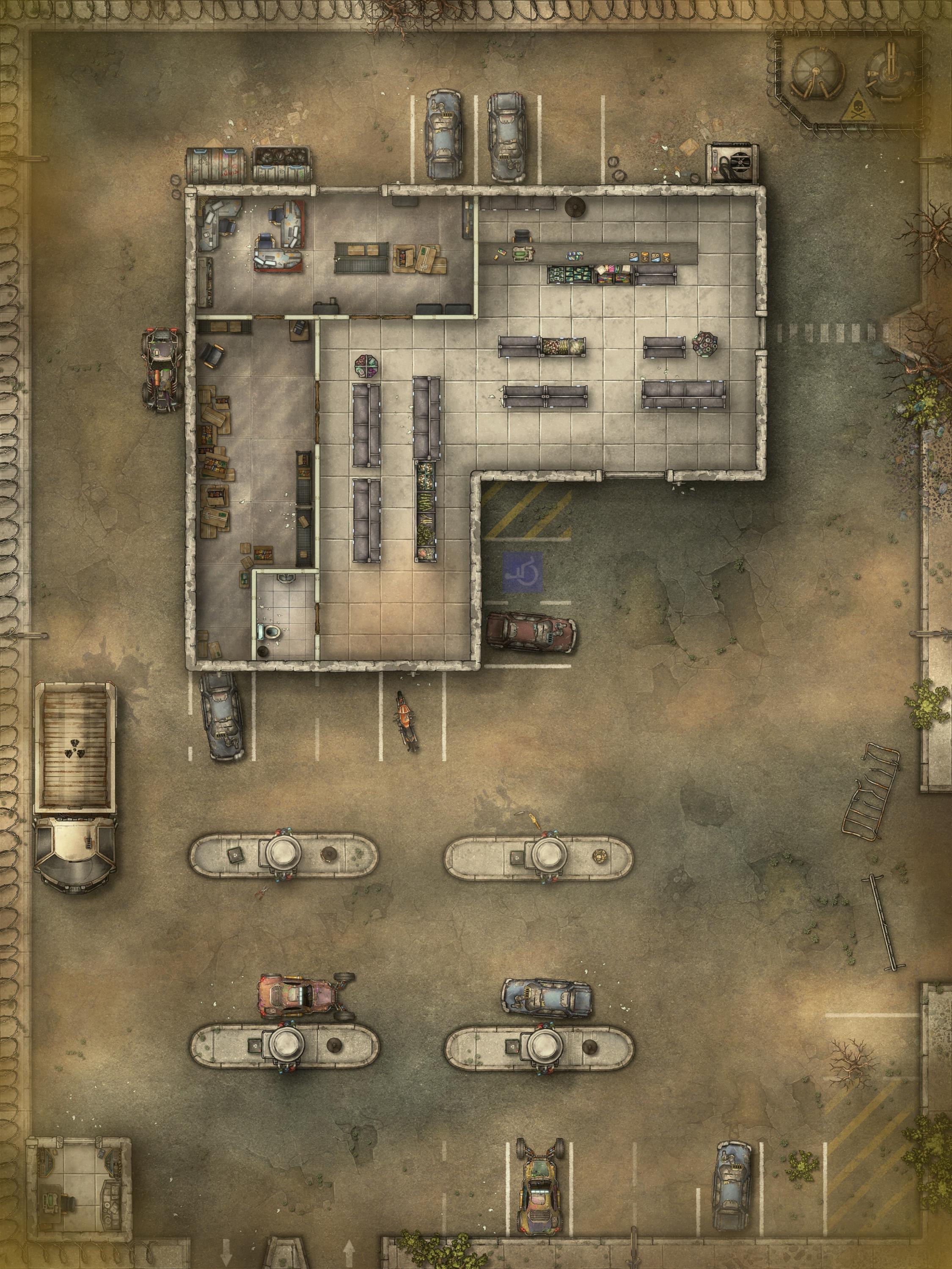 Modern Gas Station, Battlemap, Dnd Map, City, Modern Map, Sci Fi ...