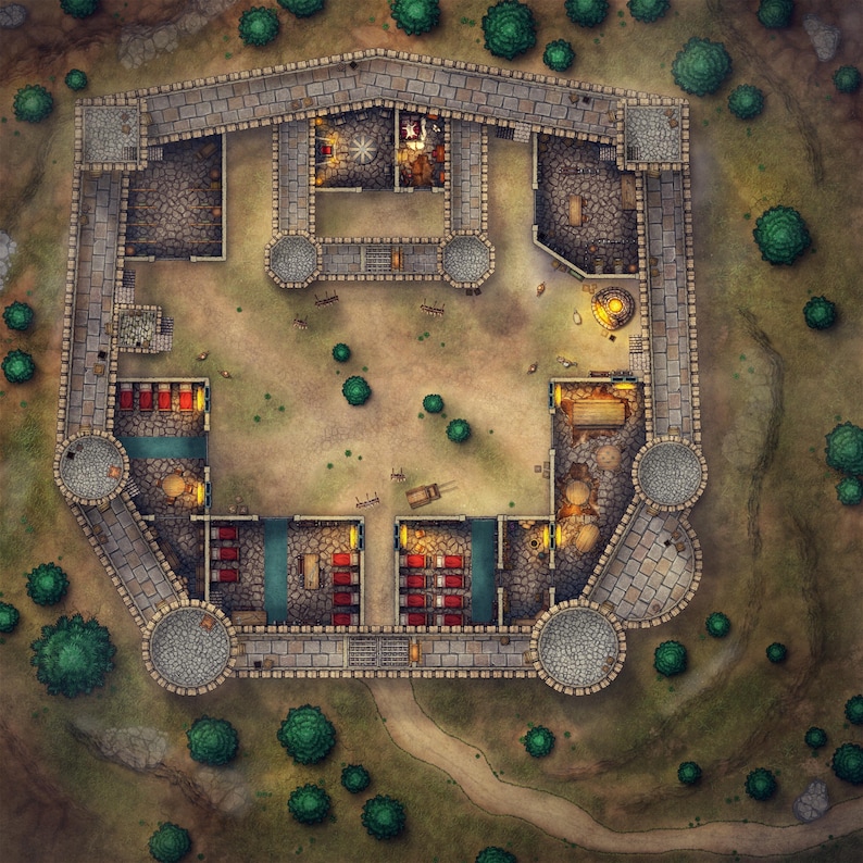 Castles and Forts Battlemaps, Dnd Map, Tower, D&D, Ruins, Battle Map ...