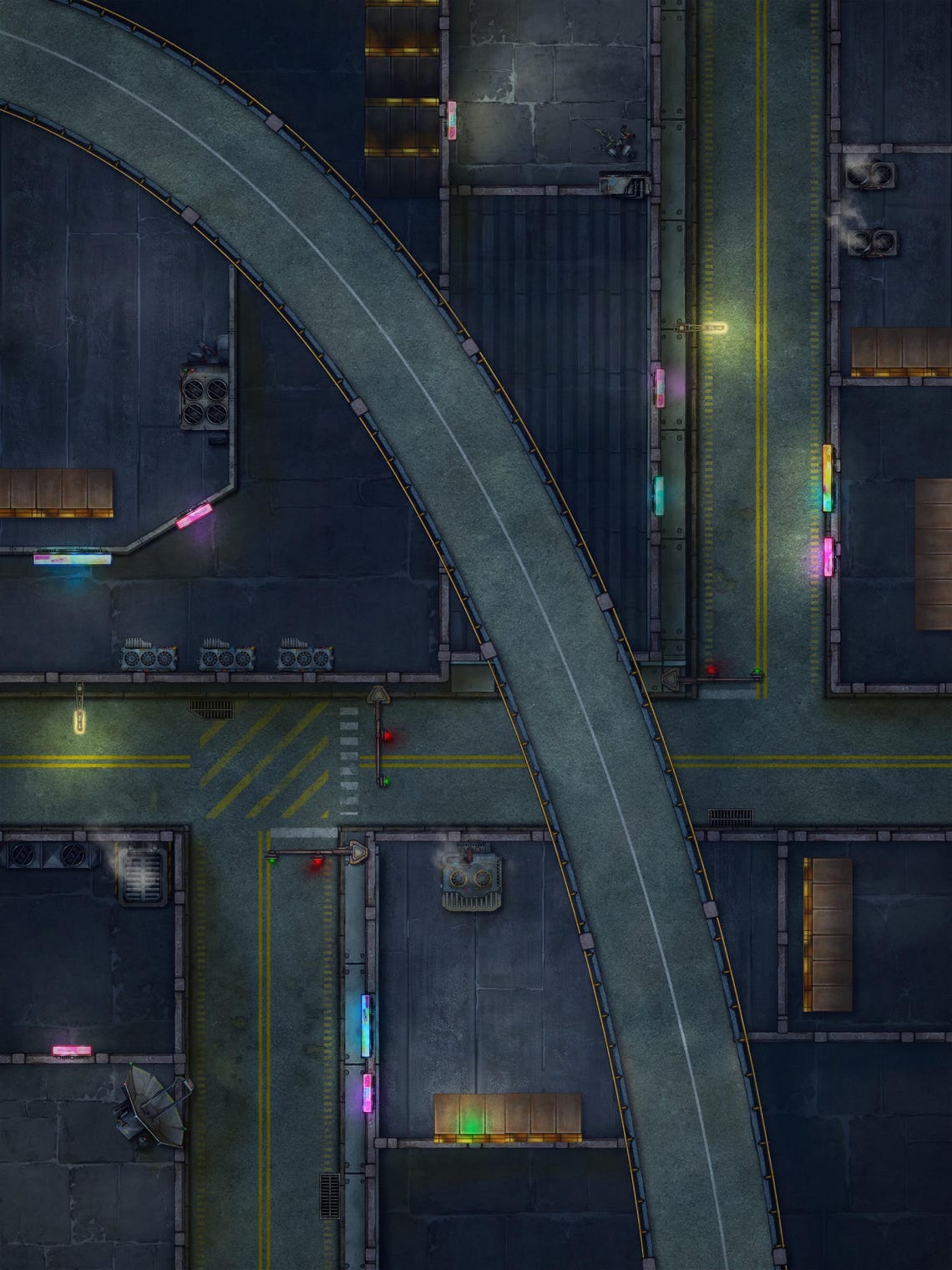 Modern City Battlemap, City Streets, Dnd Map, TTRPG Map, Cyberpunk, D&D ...