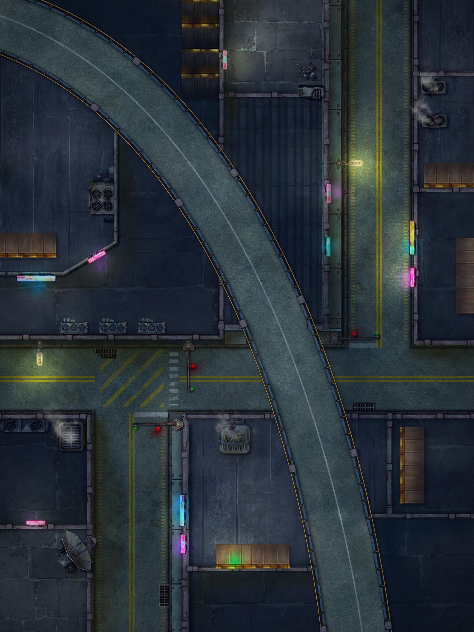 Modern City Battlemap, City Streets, Dnd Map, TTRPG Map, Cyberpunk, D&D ...