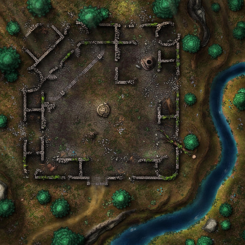 Castles and Forts Battlemaps, Dnd Map, Tower, D&D, Ruins, Battle Map ...