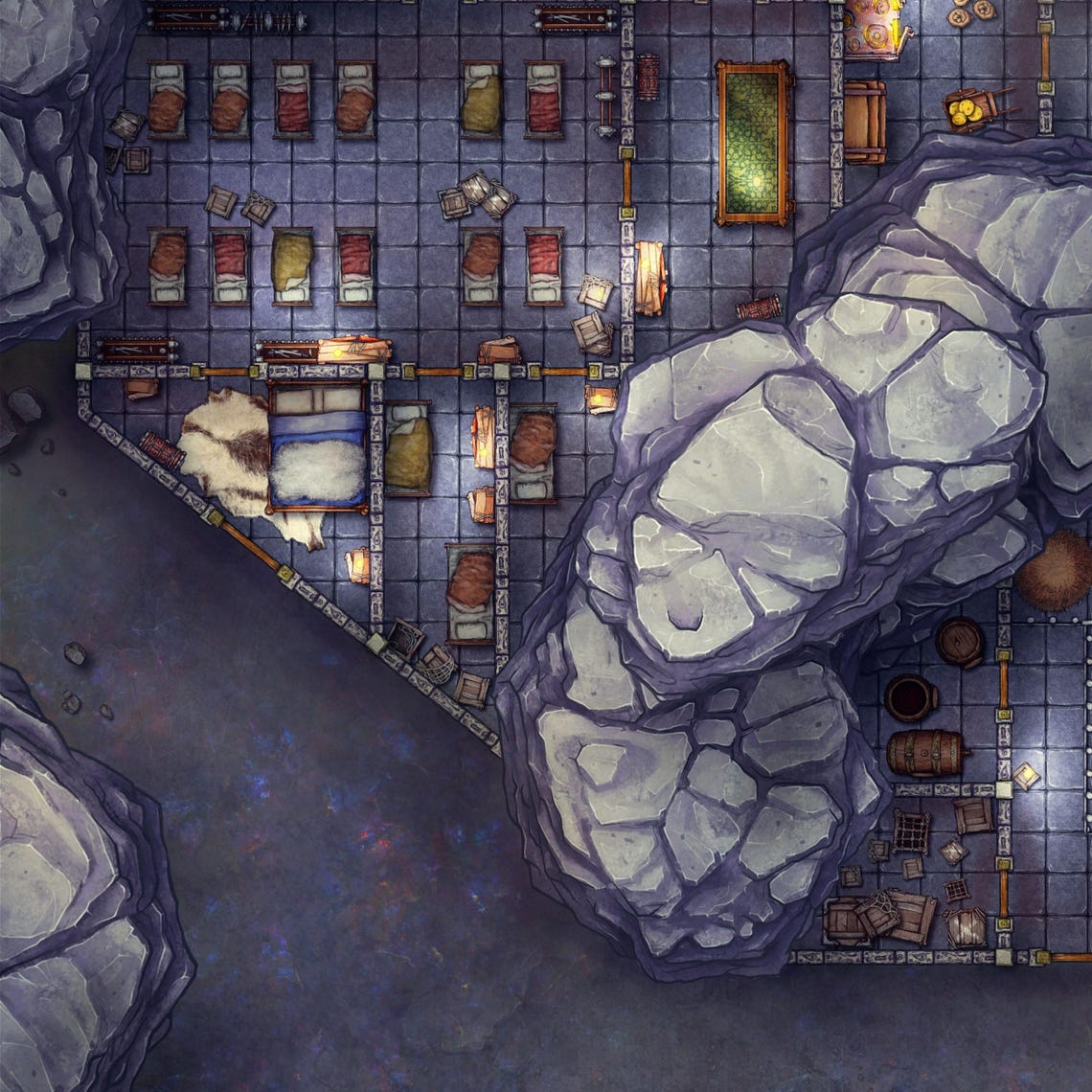 Underdark Fort Battlemap, Dnd Map, Cave, Castle, D&D, Battle Map ...