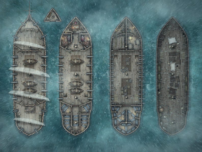 Ship Battlemap, Dnd Map, Warship, D&D, Battle Map, Dungeons and Dragons ...