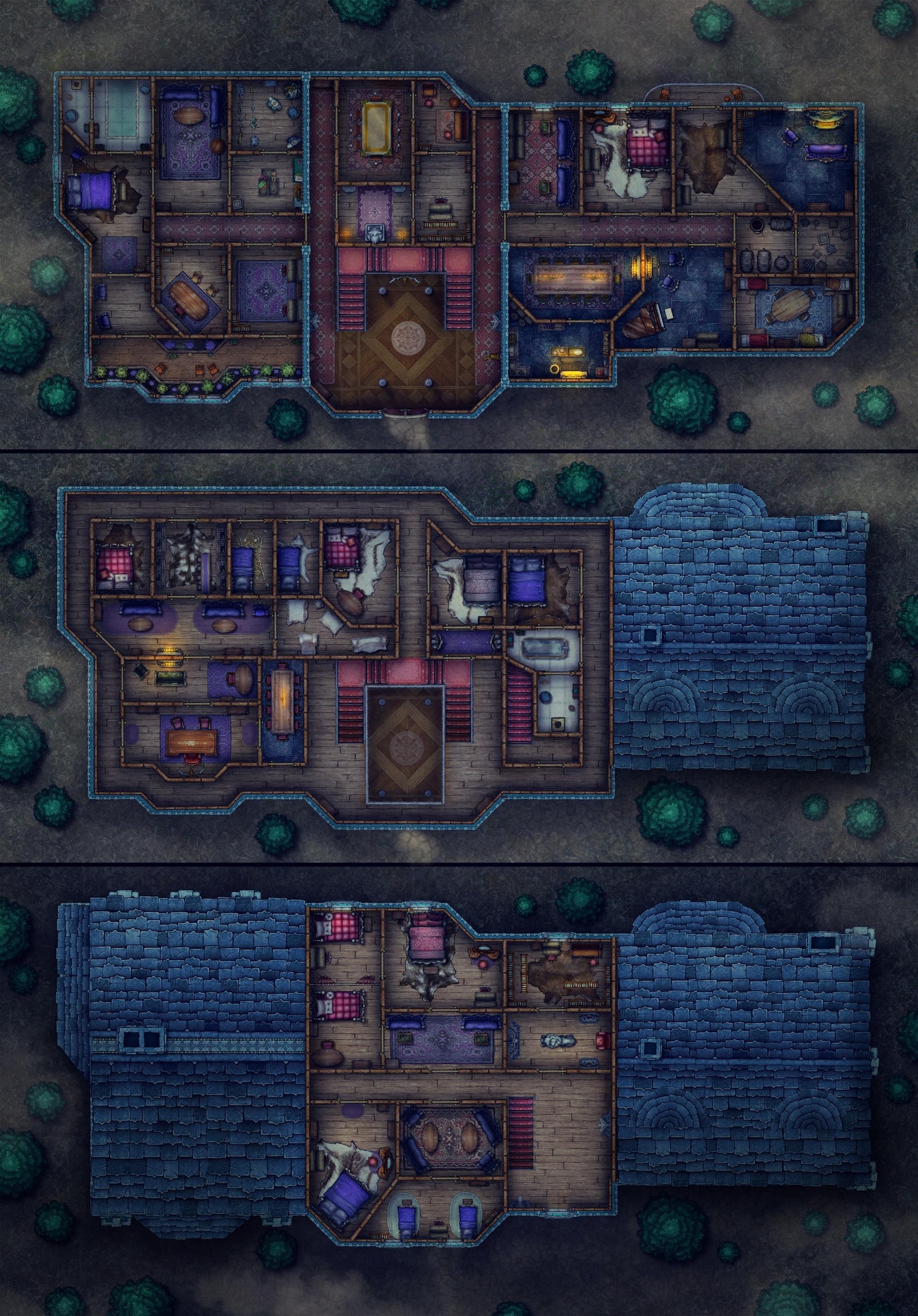 Mansion Battlemap, Dnd Map, Manor, House, D&D, Battle Map, Dungeons and ...