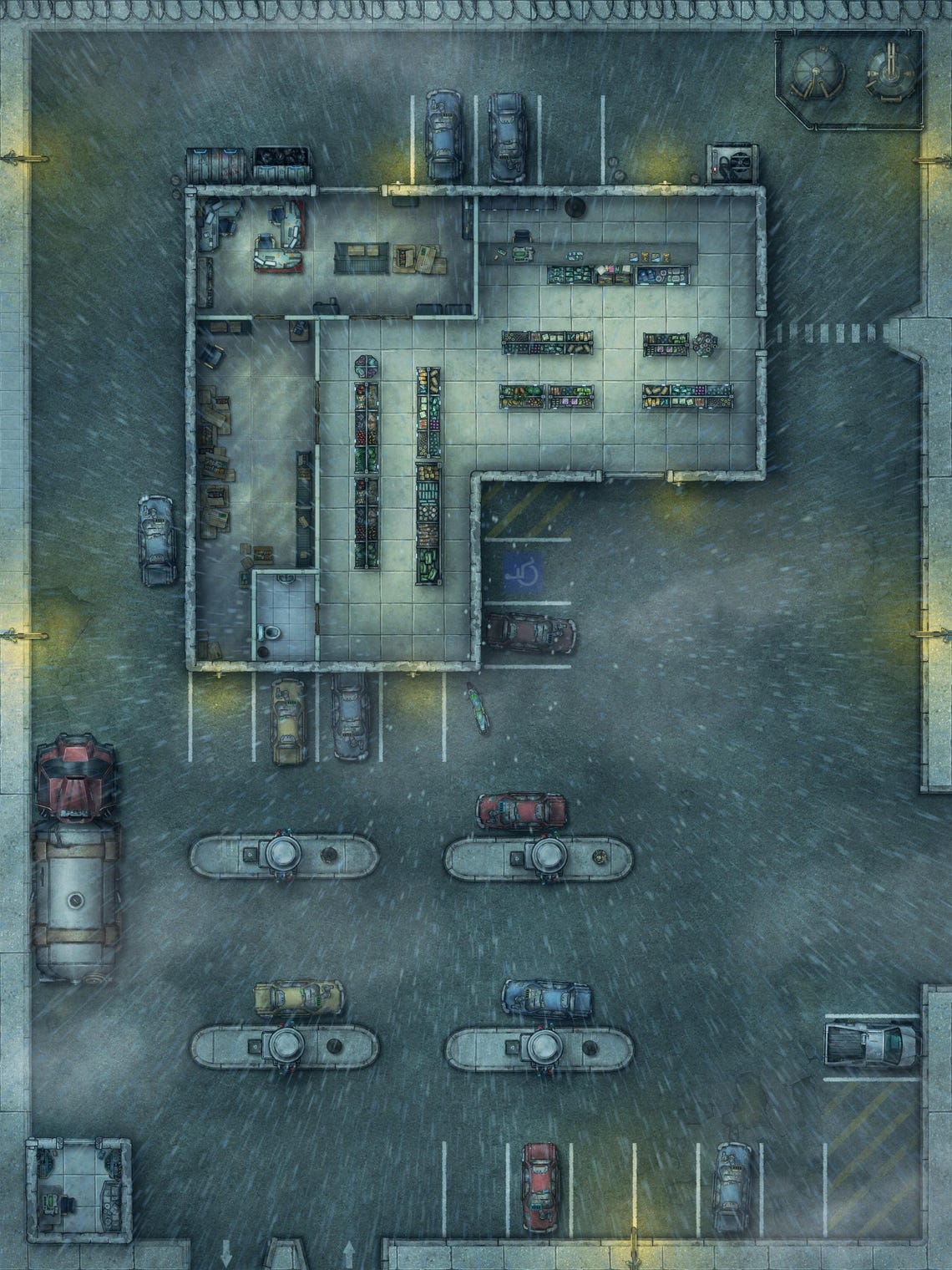 Modern Gas Station, Battlemap, Dnd Map, City, Modern Map, Sci Fi ...