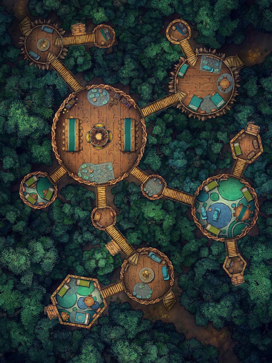 Tree House Battlemap, Dnd Map, Town, Elven, D&D, Village, Fey, RPG Map ...