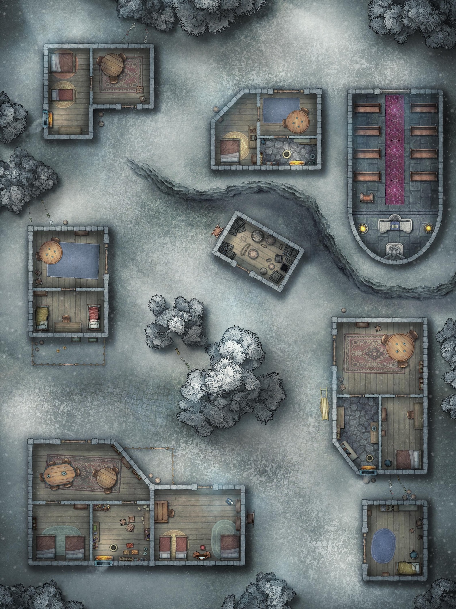 Town Battlemap, Dnd Map, City Streets, Village, D&D, Urban, Battlemap ...