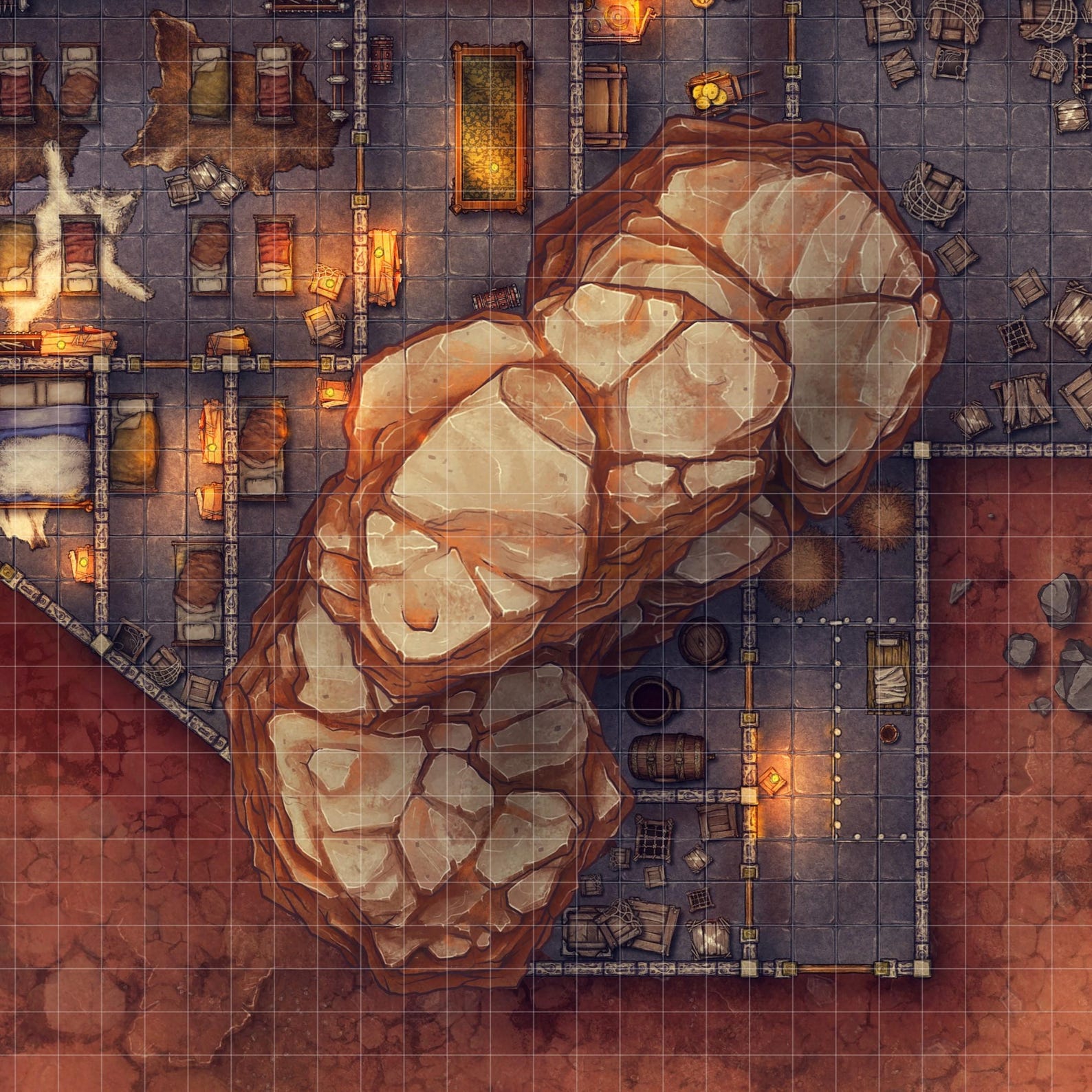Demonic Fort Battlemap, Dnd Map, Hell, D&D, Battlemap, Castle, Grid Map ...