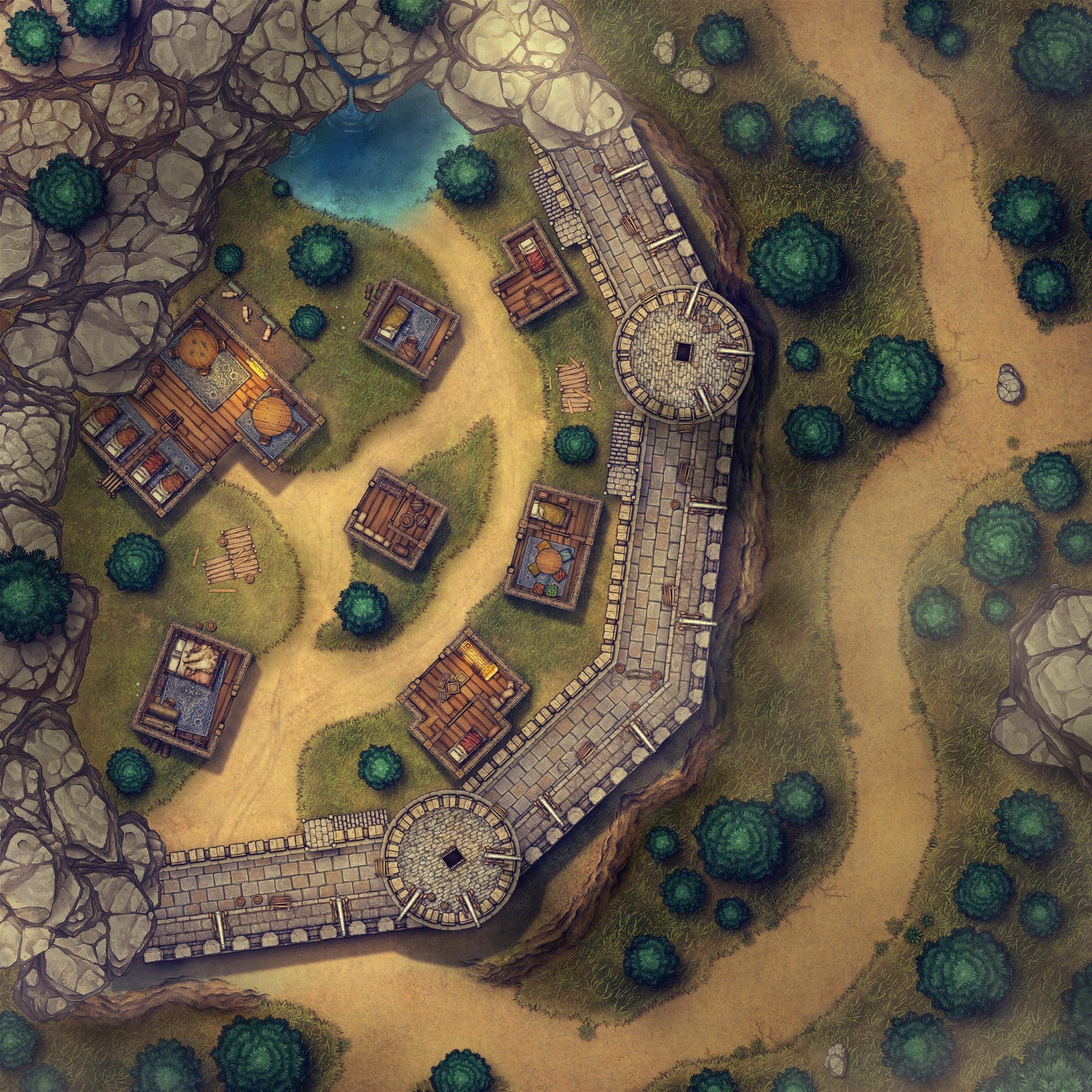 Fort Battlemap, Dnd Map, Castle Map, Island, D&D, Coastal, Pirate, RPG ...