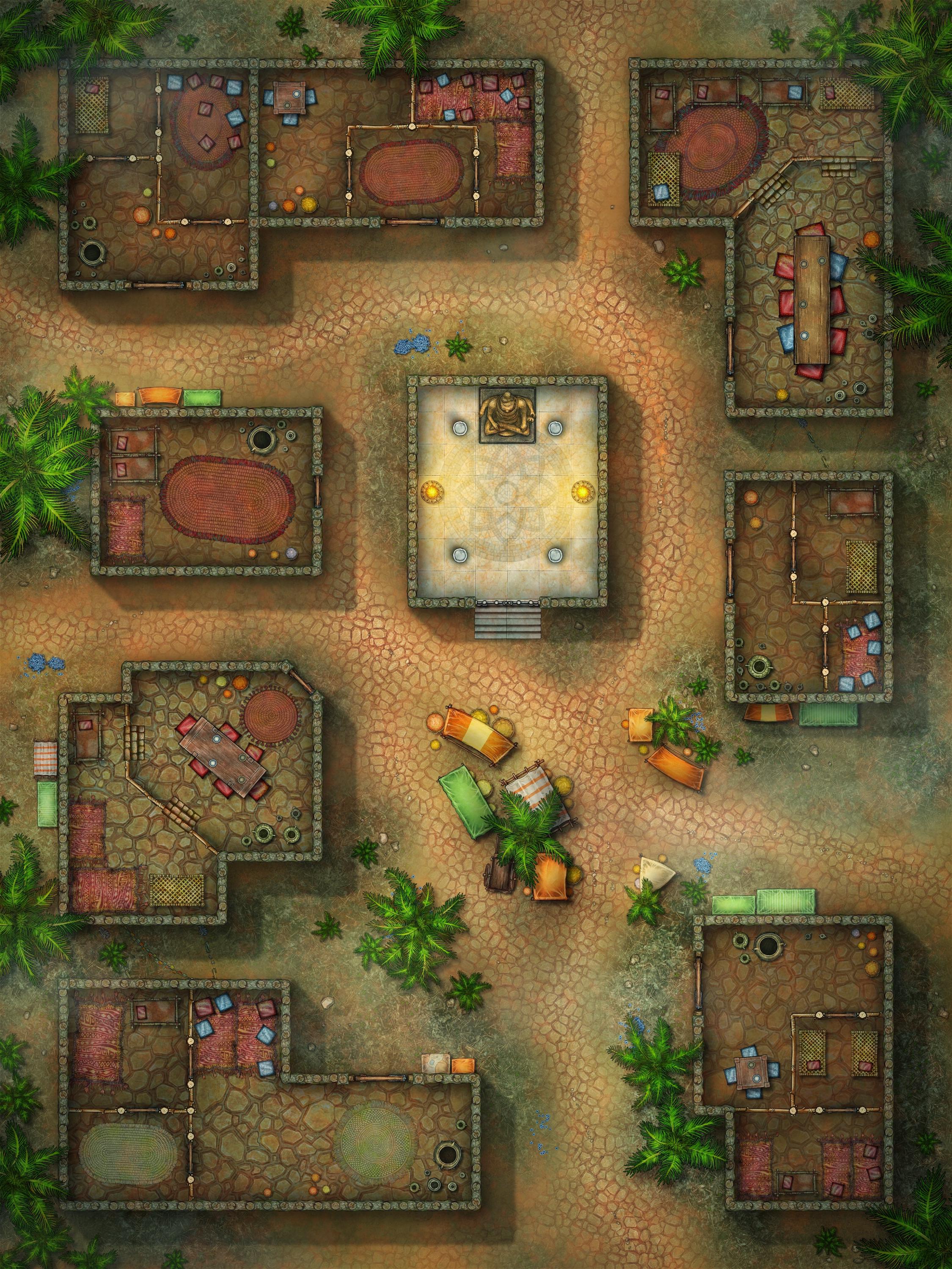 Desert City Streets, City Map, Dnd Maps, Battlemap, D&D, Pathfinder, Town Map, Roll20, Gridded ...