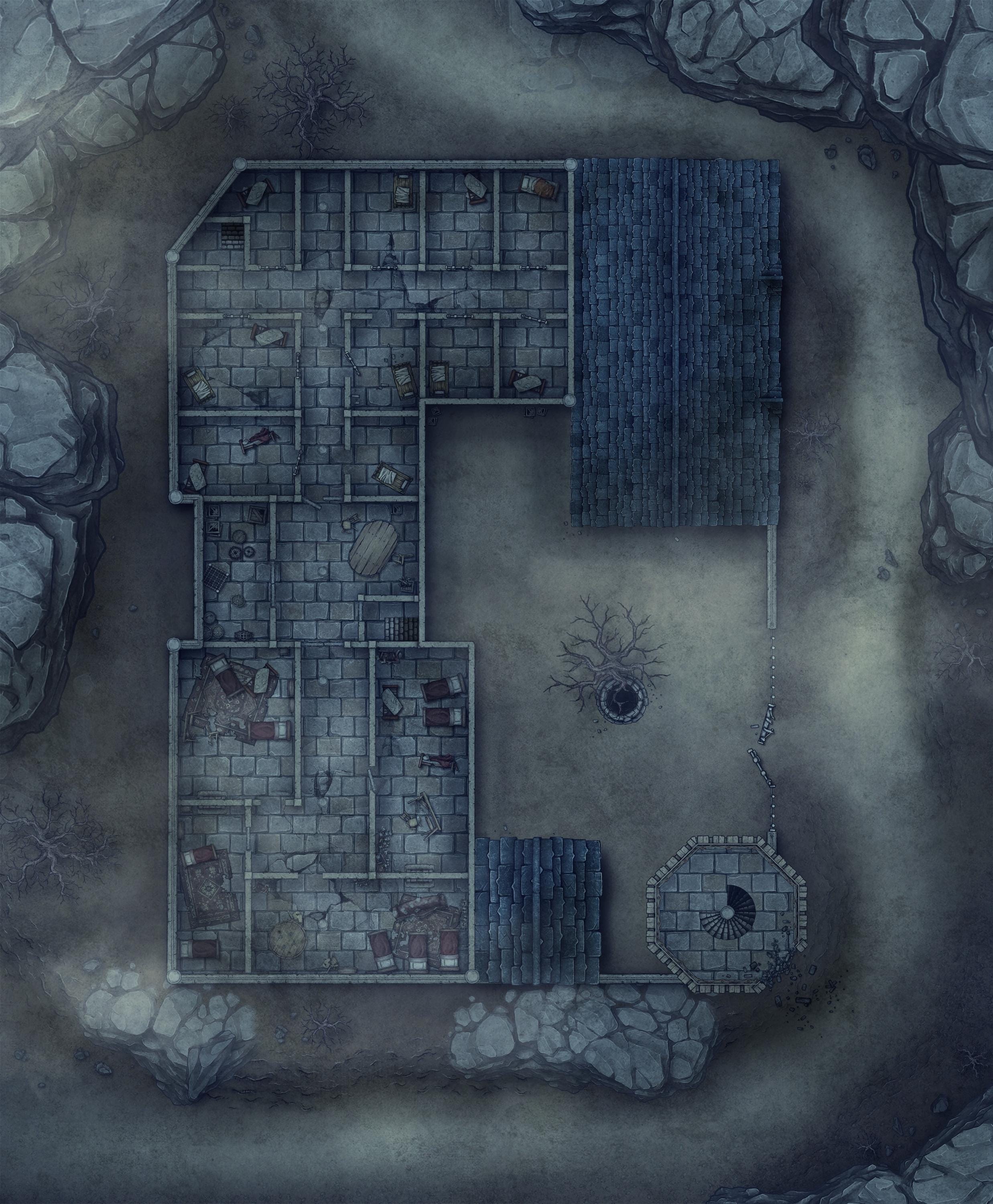 Jail Battlemap, Dnd Map, D&D, Asylum, Prison, Dungeons and Dragons, 5e ...