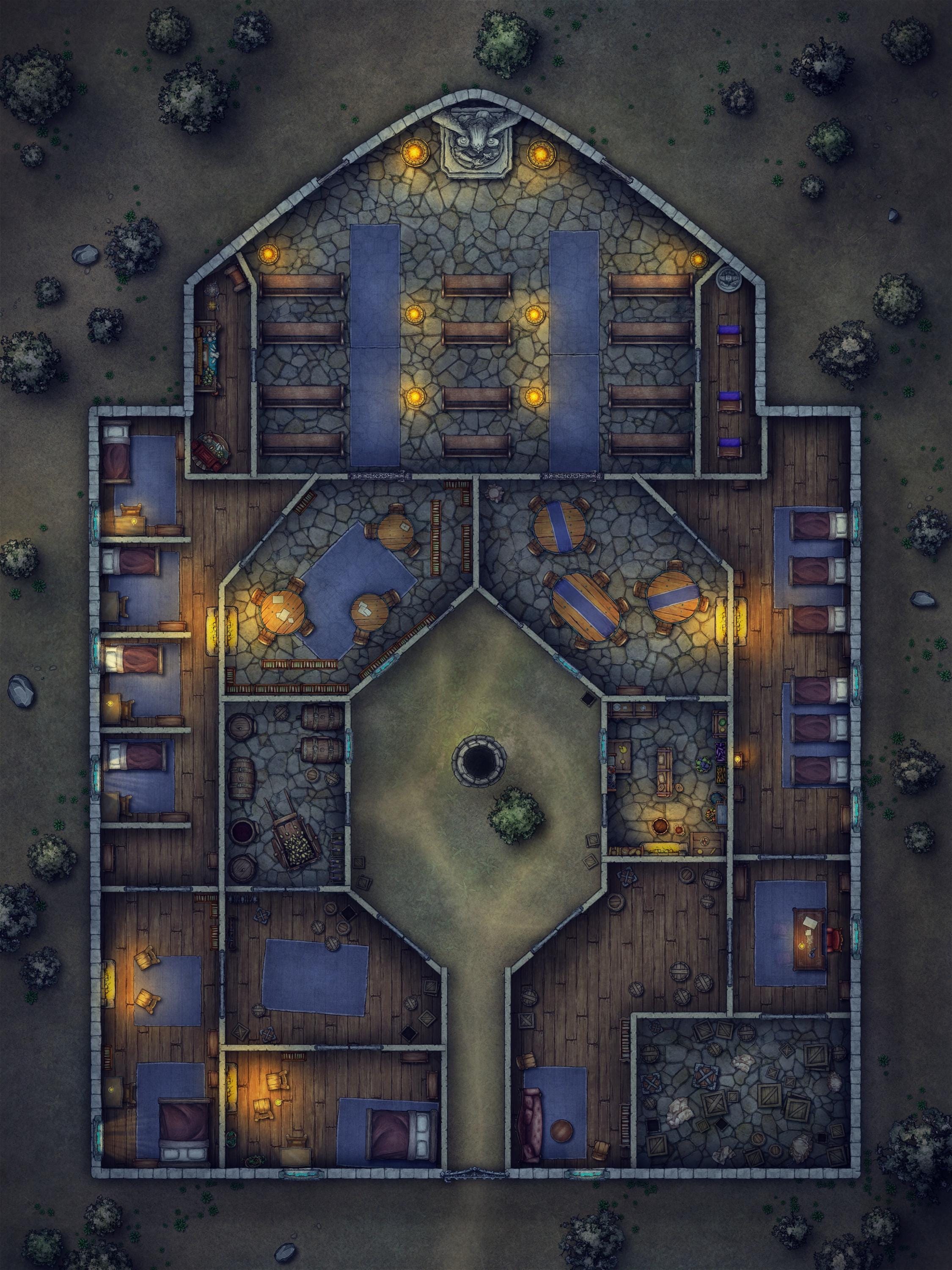 Monastery Battlemap, Dnd Map, Church, Shrine, D&D, Battle Map, Temple ...