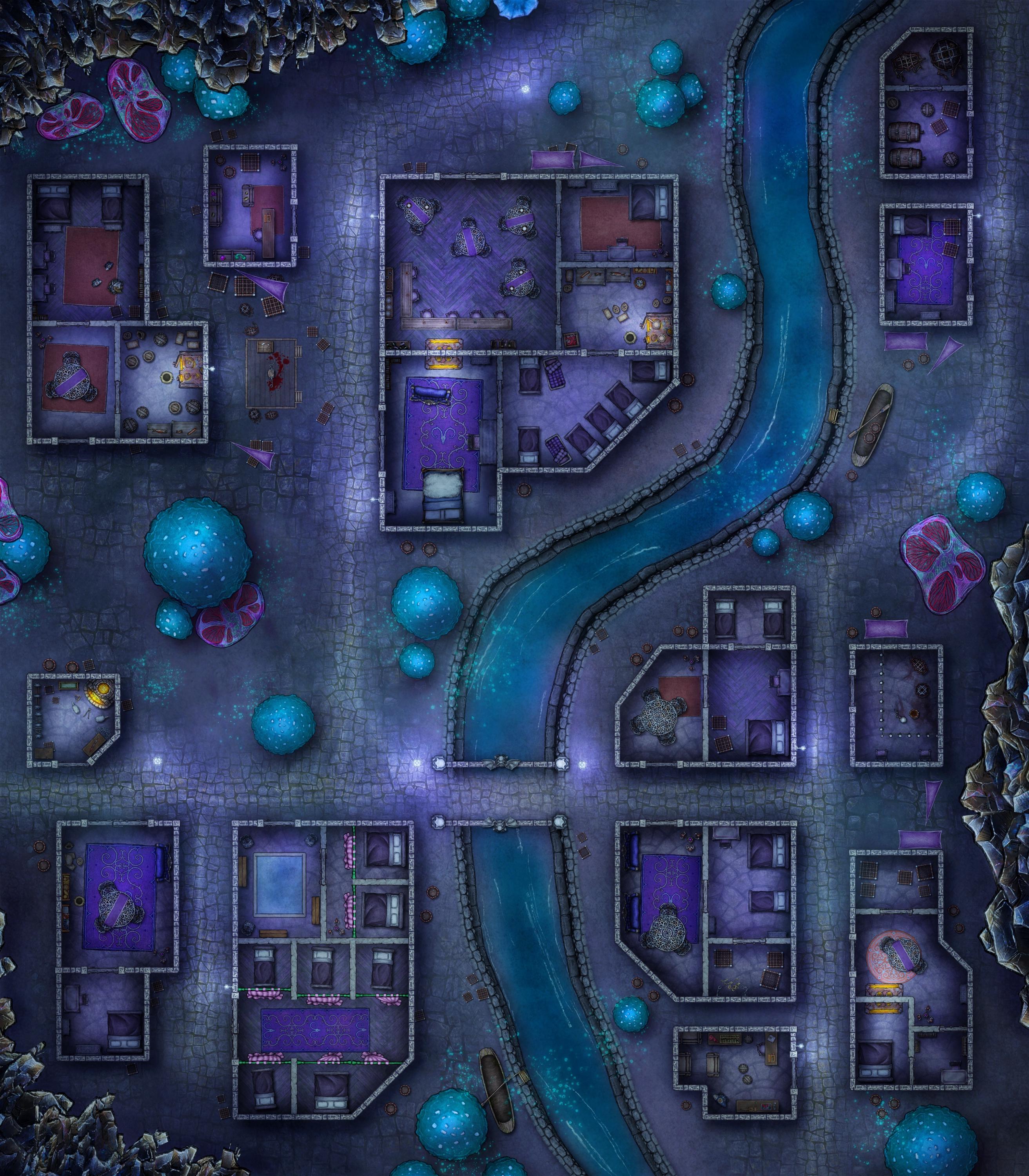Underdark City Battlemap, Dnd Map, Town, City Streets, D&D, Battle Map ...