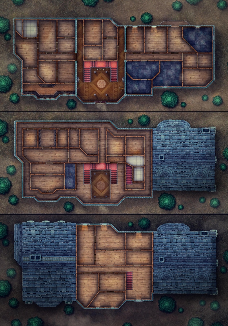 Mansion Battlemap, Dnd Map, Manor, House, D&D, Battle Map, Dungeons and ...