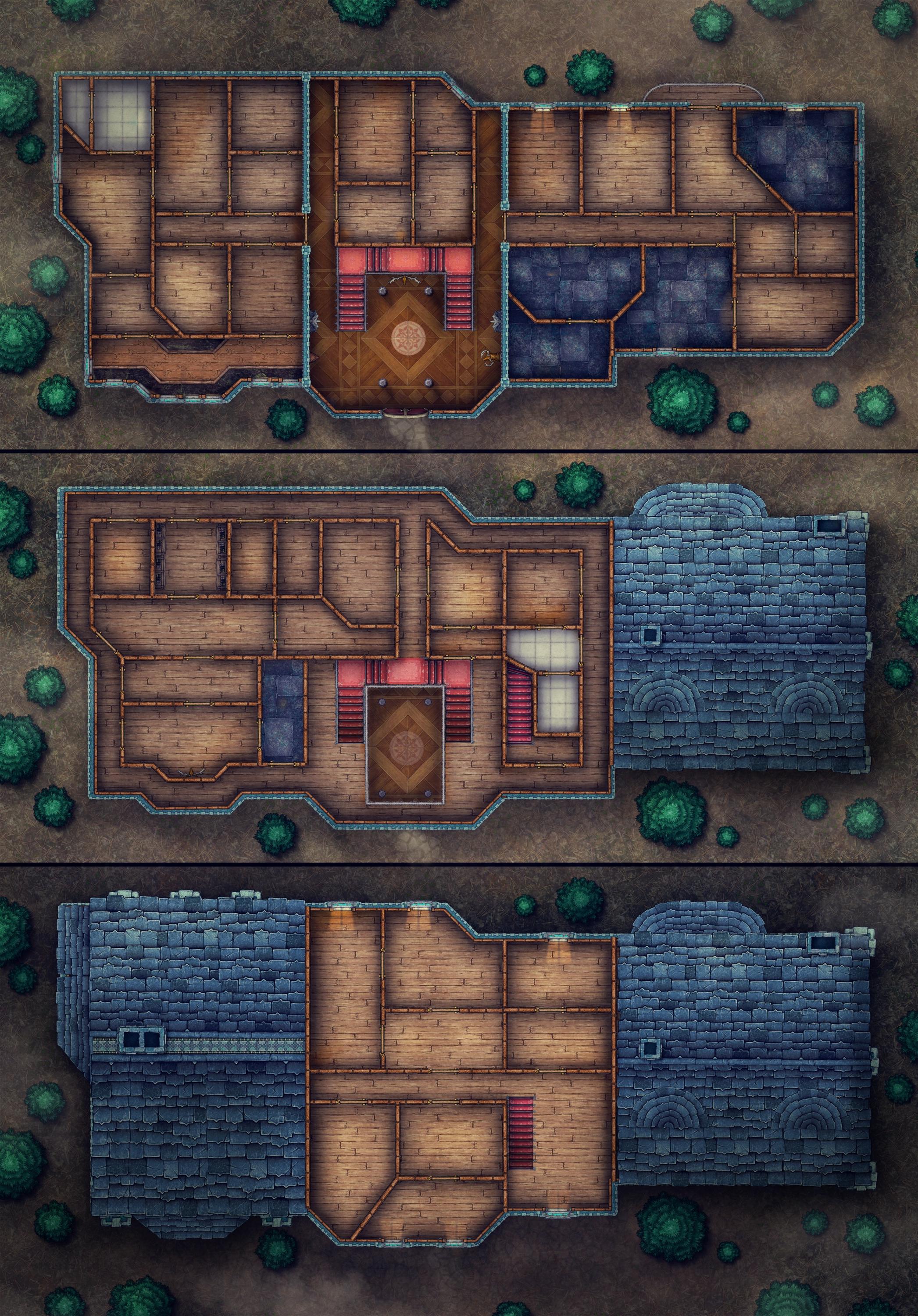 Mansion Battlemap, Dnd Map, Manor, House, D&D, Battle Map, Dungeons and ...