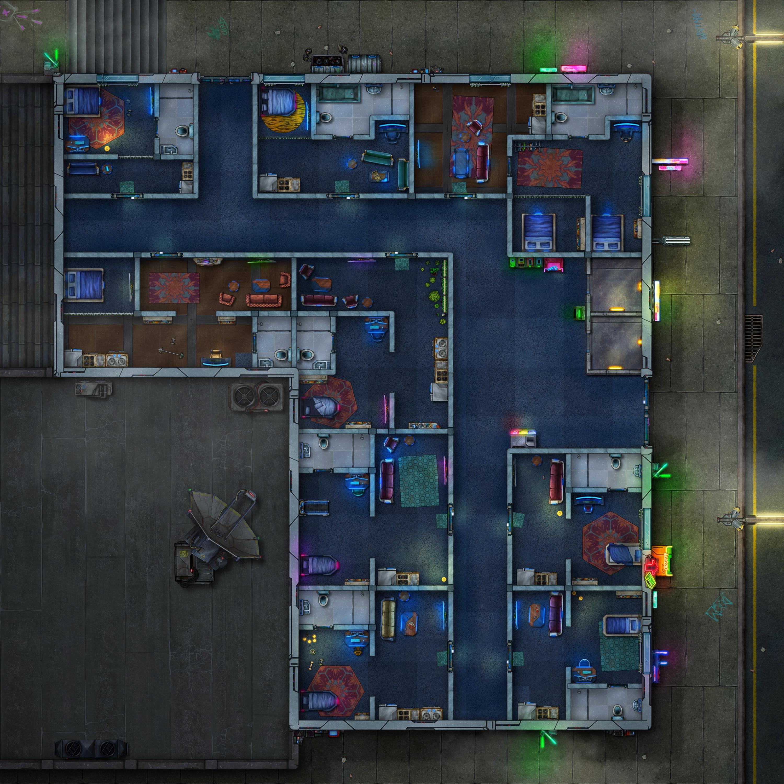 Apartment Battlemap, Dnd Map, Cyberpunk, Modern Maps, Sci Fi Battlemap ...