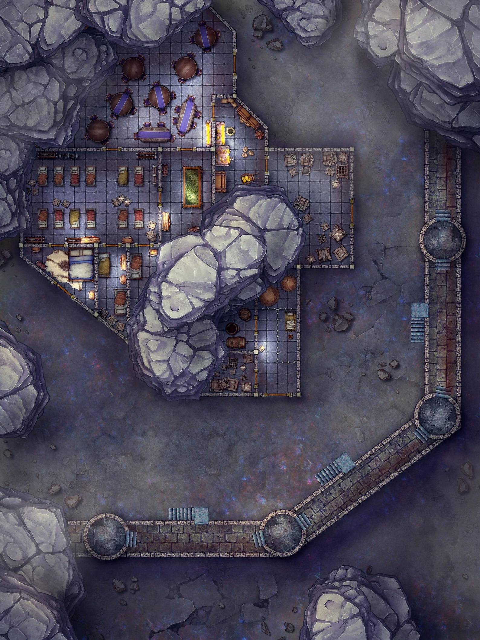 Underdark Fort Battlemap, Dnd Map, Cave, Castle, D&D, Battle Map ...