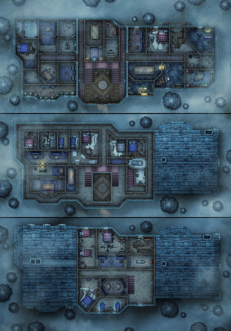 Mansion Battlemap, Dnd Map, Manor, House, D&D, Battle Map, Dungeons and ...