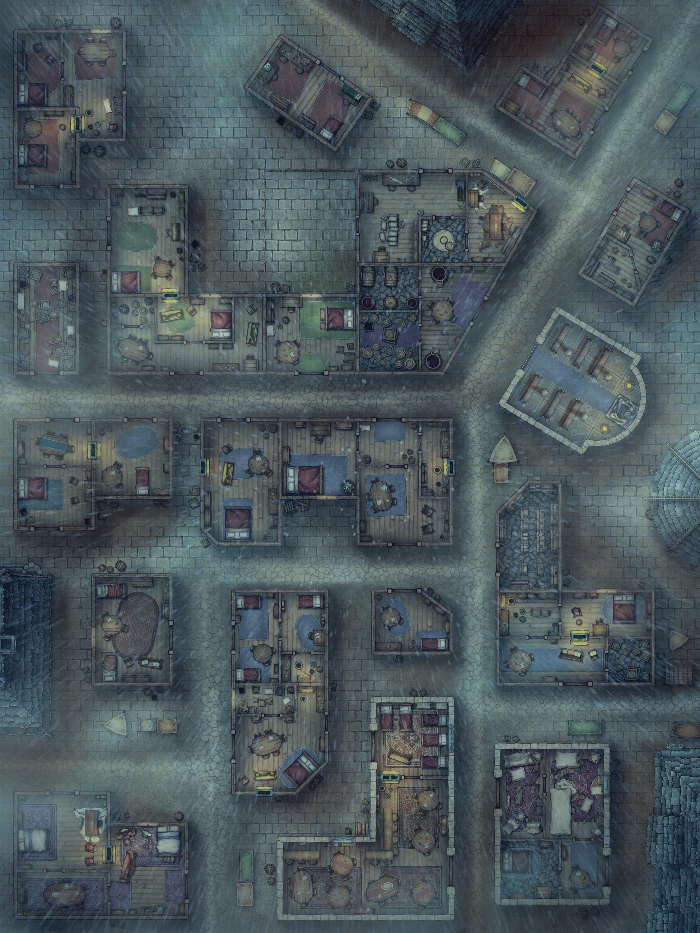 City Battlemap, Dnd Map, City Streets, Town, D&D, Urban, Battlemap, RPG ...