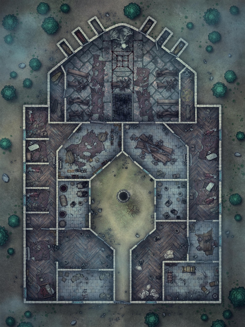 Monastery Battlemap, Dnd Map, Church, Shrine, D&D, Battle Map, Temple ...