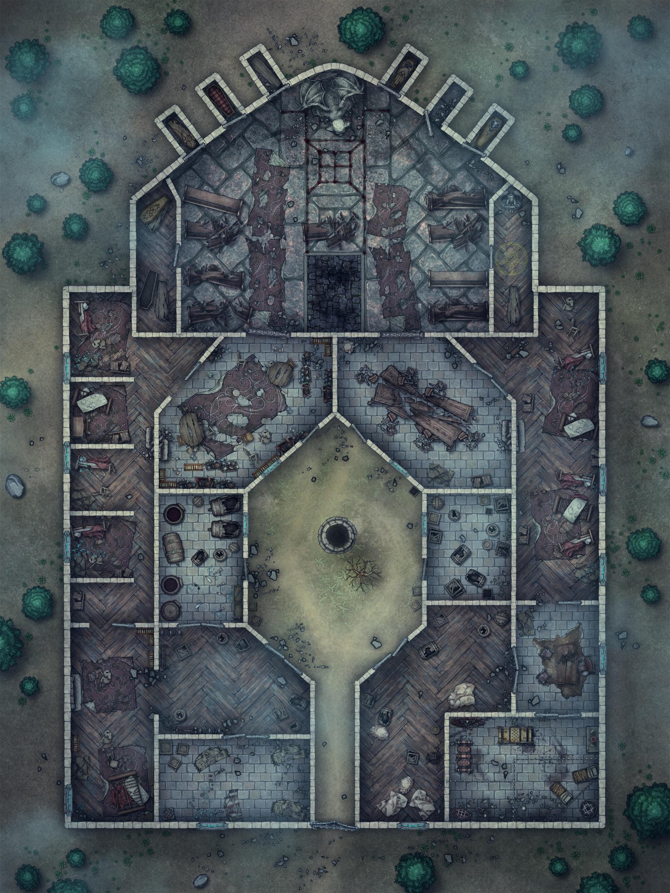 Monastery Battlemap, Dnd Map, Church, Shrine, D&D, Battle Map, Temple ...